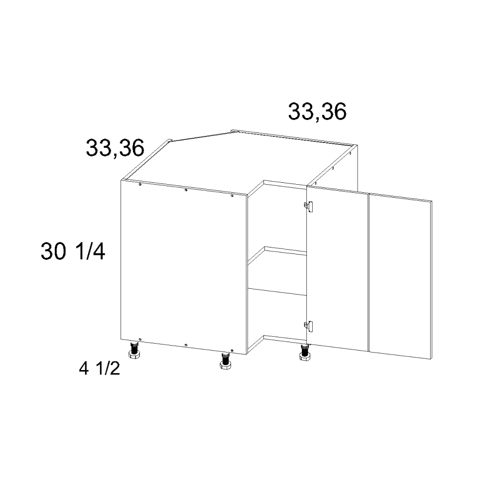 BER33 - High Gloss White - Base Easy Reach Cabinet | Kitchen Cabinet Depot