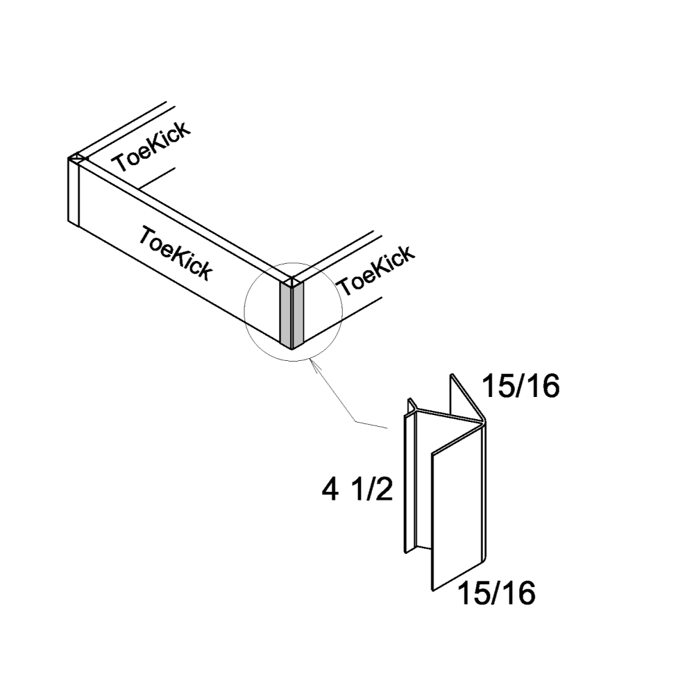 Corner-PVC - Brushed Aluminum PVC Toe Kick Corners Connector | Kitchen ...