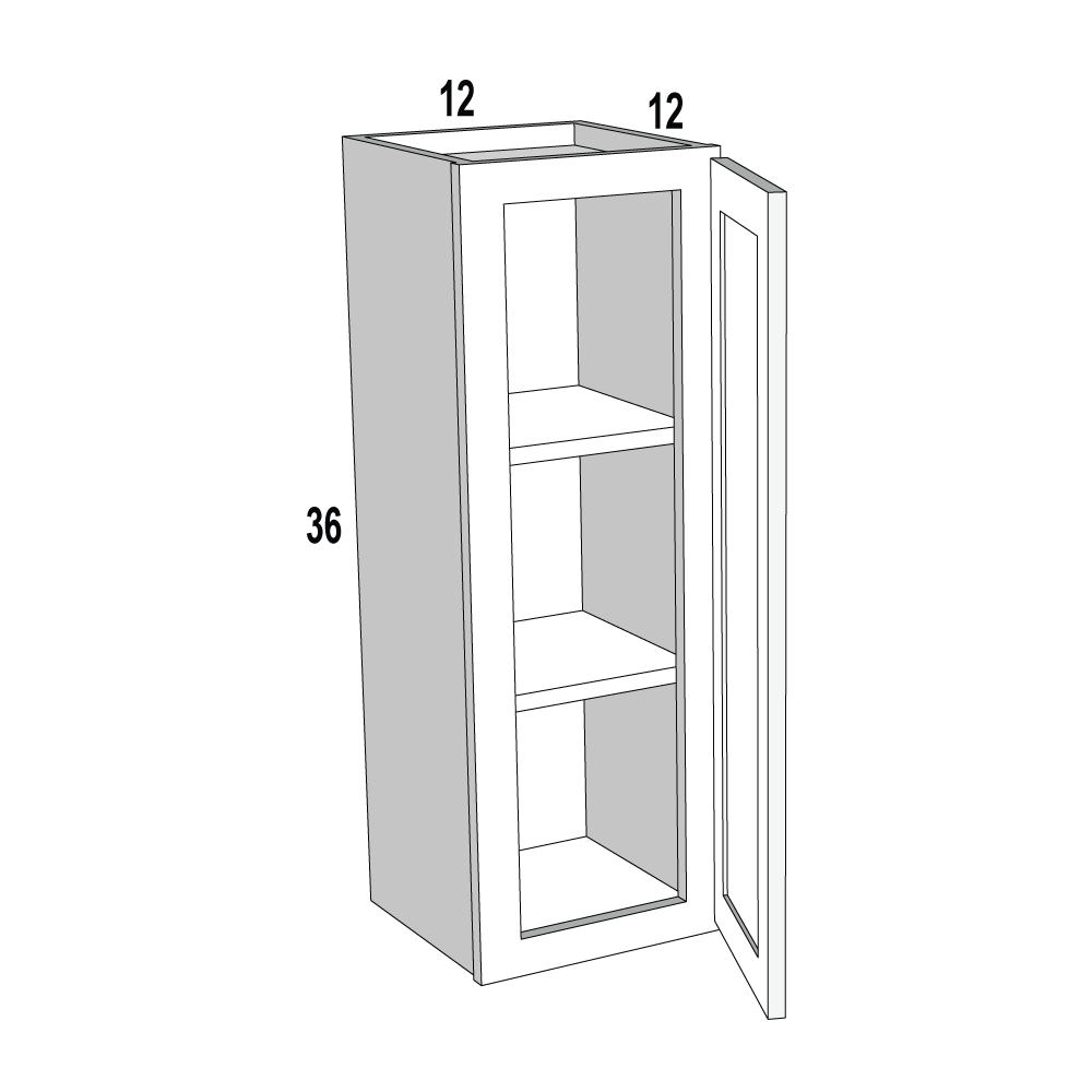 W1236 - Black Shaker - Wall Cabinet - 12"W x 36"H x 12"D -1D-2S ...