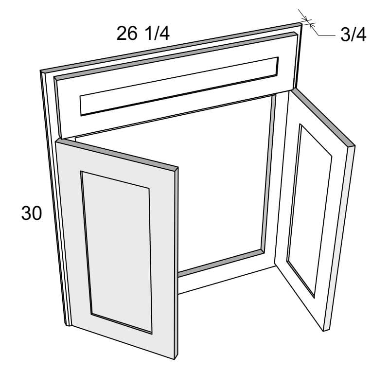 DCSF42 - Timeless White - 42" Diagonal Corner Sink Front - 26-1/4"W x ...