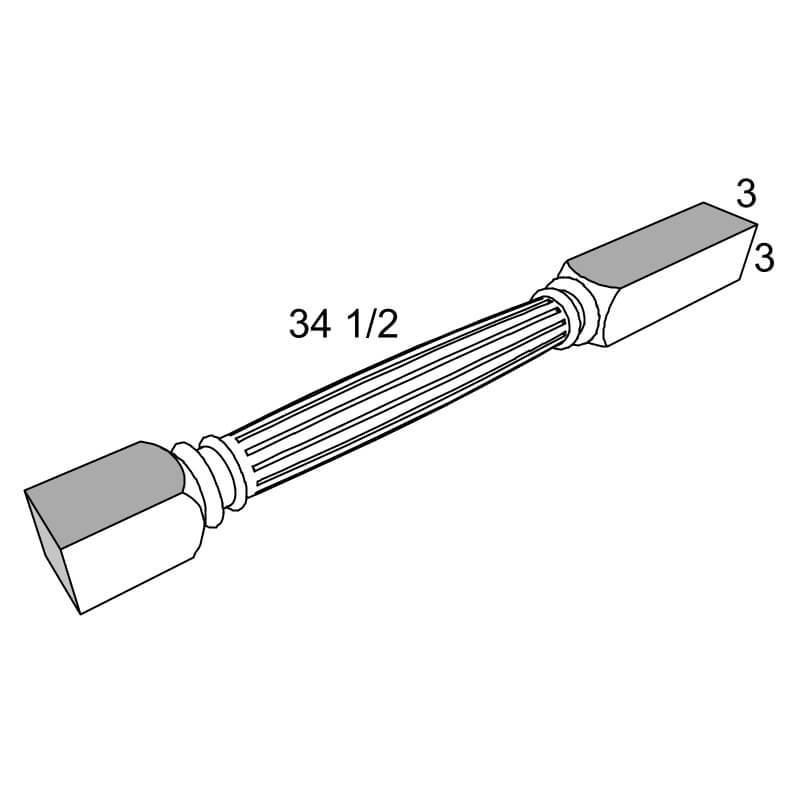 FLDL - Black Shaker - Fluted Decor Leg 3x3x34-1/2 | Kitchen Cabinet Depot